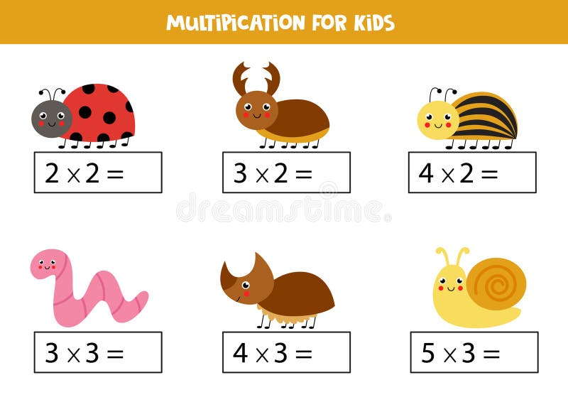 Cute Cartoon Insects. Multiplication for Children Stock Illustration ...
