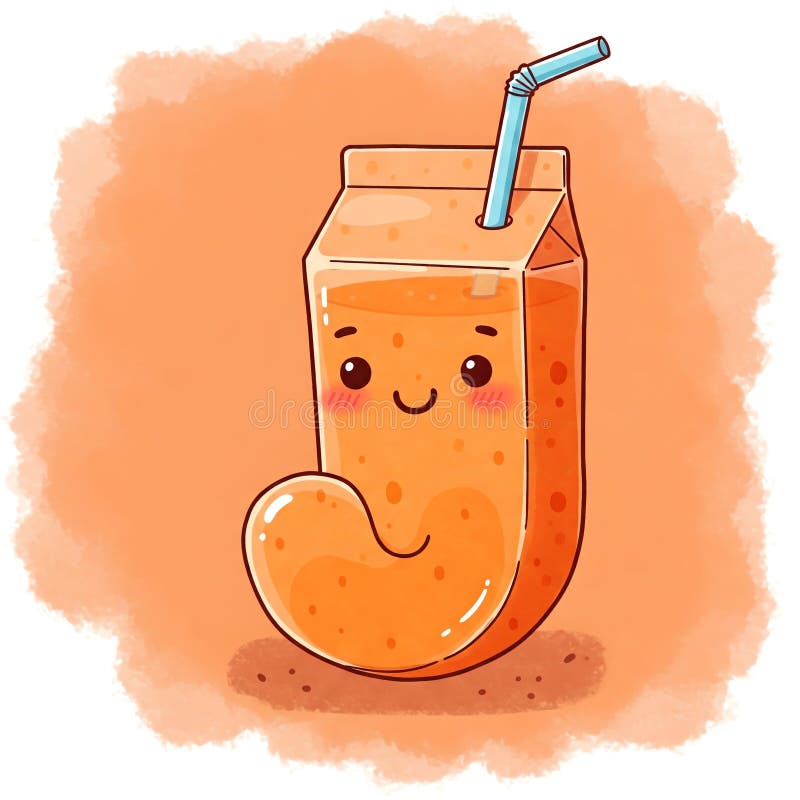 Cute Cartoon Juice Box with Smiling Face Stock Illustration ...