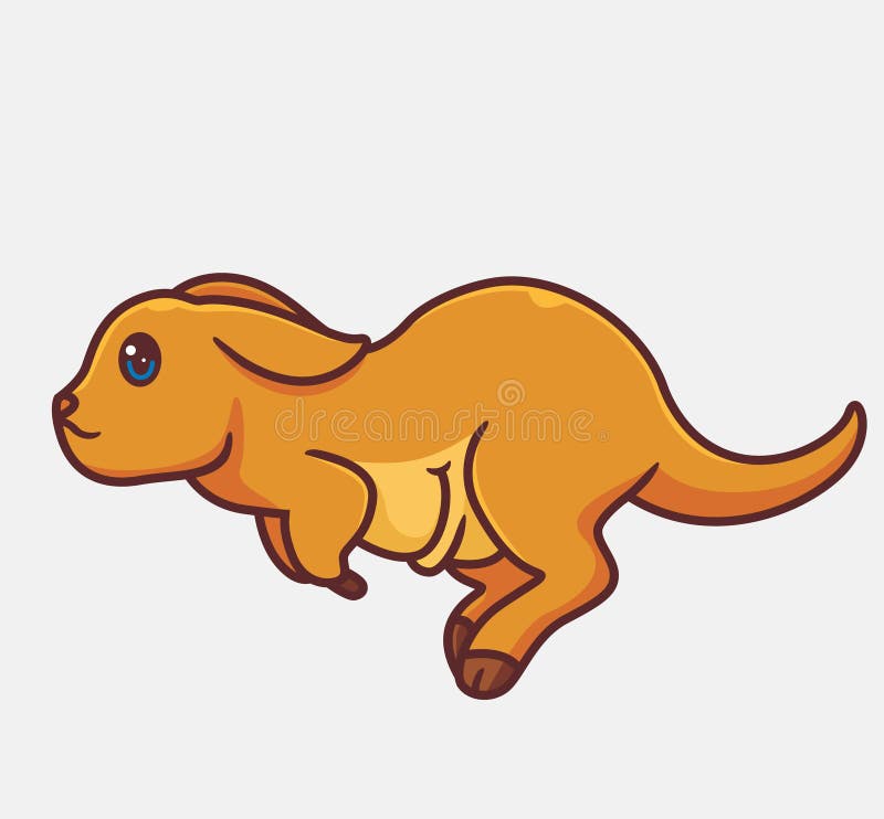 Cute Cartoon Kangaroo Running. Isolated Cartoon Animal Illustration ...