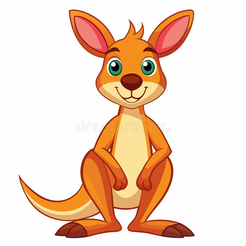 Cute Cartoon Kangaroo Sitting, Smiling Stock Vector - Illustration of ...