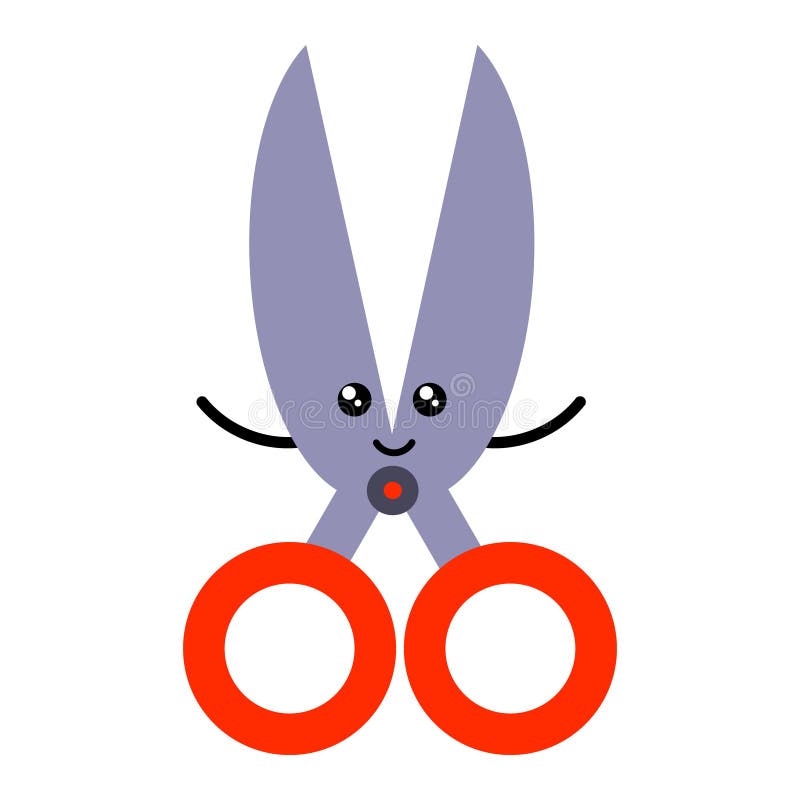Cute Cartoon Kawaii Scissors Vector Isolated On White Background Stock Vector Illustration Of