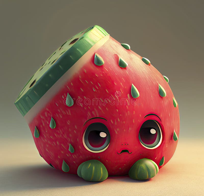 Cute Cartoon Kawaii Watermelon, 3d Cartoon Character. Generative AI ...