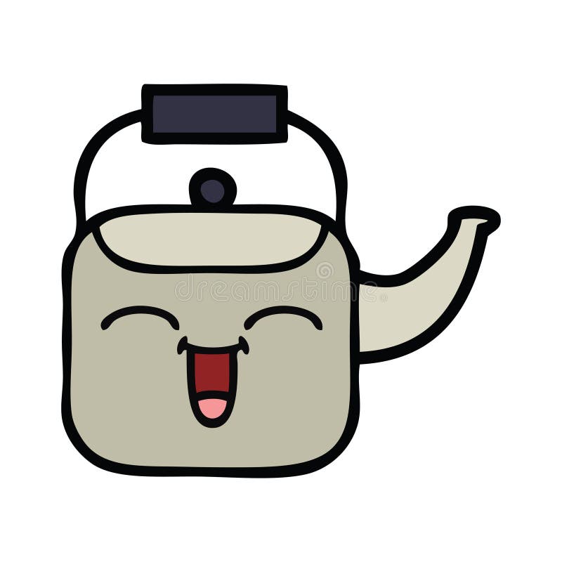 Cute cartoon of a kettle stock vector. Illustration of drawing - 146093192