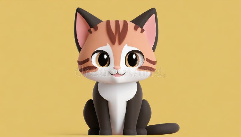 Cute Cartoon Kitten Illustrator, Vector Stock Illustration ...