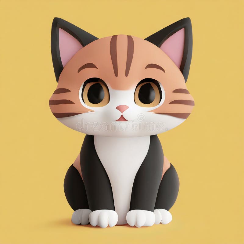 Cute Cartoon Kitten Illustrator, Vector Stock Illustration ...