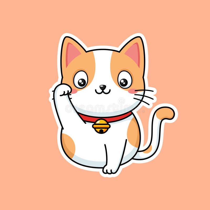 Cute Cartoon Kitty Cat Premium Vector Graphic in Stickers Style Stock ...
