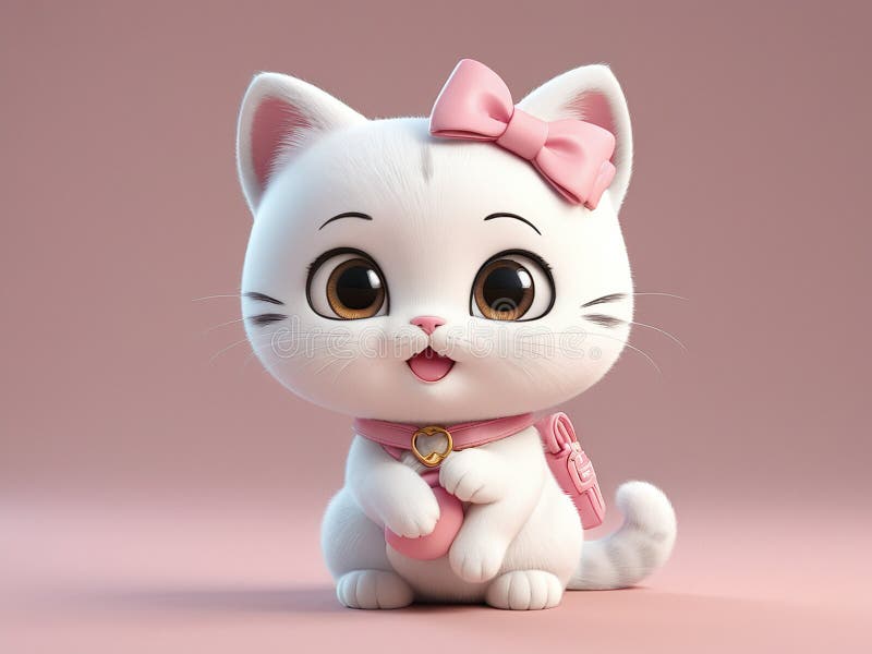 Cute Cartoon Kity Kawaii Style - Generated by Ai Stock Illustration ...