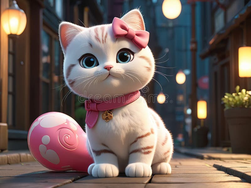 Cute Cartoon Kity Kawaii Style - Generated by Ai Stock Illustration ...