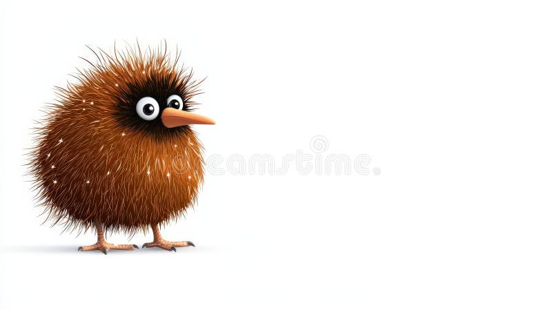 Cute Cartoon Kiwi Bird with Fluffy Feathers Stock Illustration ...