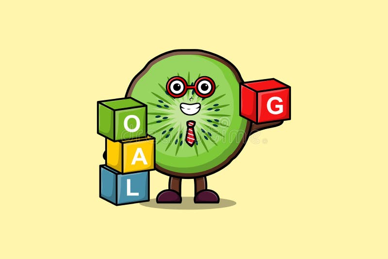 Cute Cartoon Kiwi Fruit Businessman Stack Goal Box Stock Vector ...