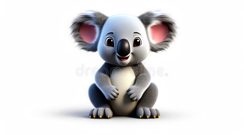 Cute Cartoon Koala with Large Ears and a Happy Expression Stock ...