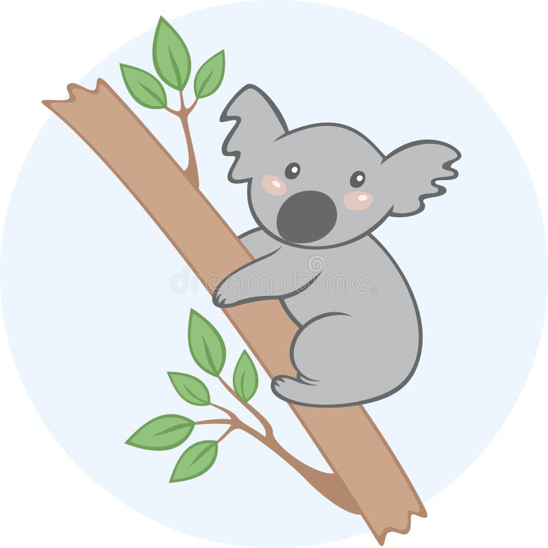 Cute Cartoon Koala on a Tree Stock Vector - Illustration of small, cute ...