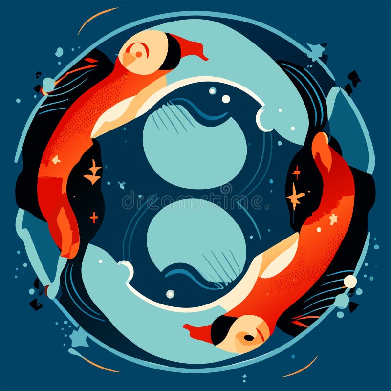 Cute Cartoon Koi Fish in the Circle. Vector Illustration Stock Vector ...