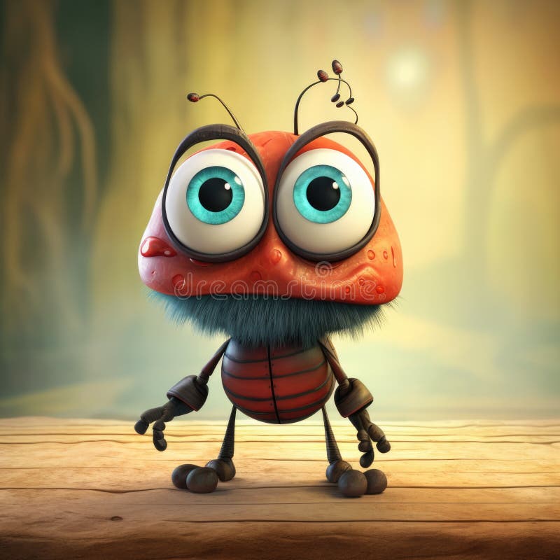 Cute Cartoon Lasy Bug Character Stock Illustration - Illustration of ...