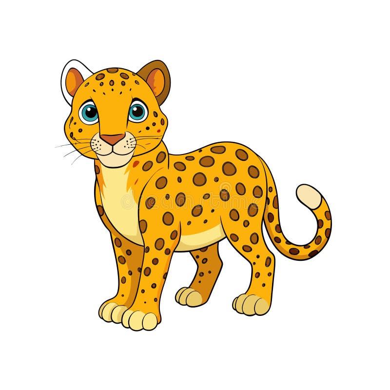 Cute Cartoon Leopard Character with Confident Pose Illustration Stock ...