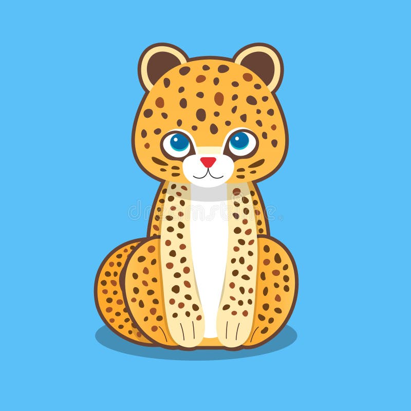 Cute Cartoon Leopard in Flat Style Stock Vector - Illustration of ...