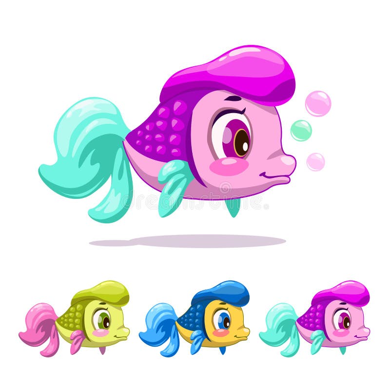 Cute cartoon little fish. stock vector. Illustration of girl - 85335929