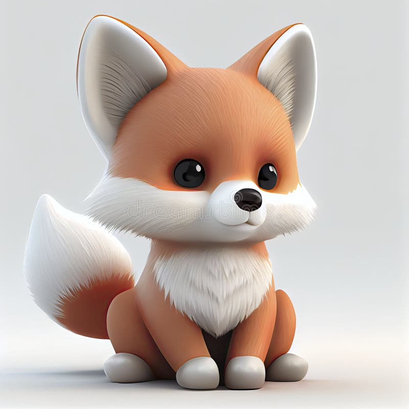 Cute Cartoon Little Fox, 3d Cartoon Character. Generative AI Stock ...