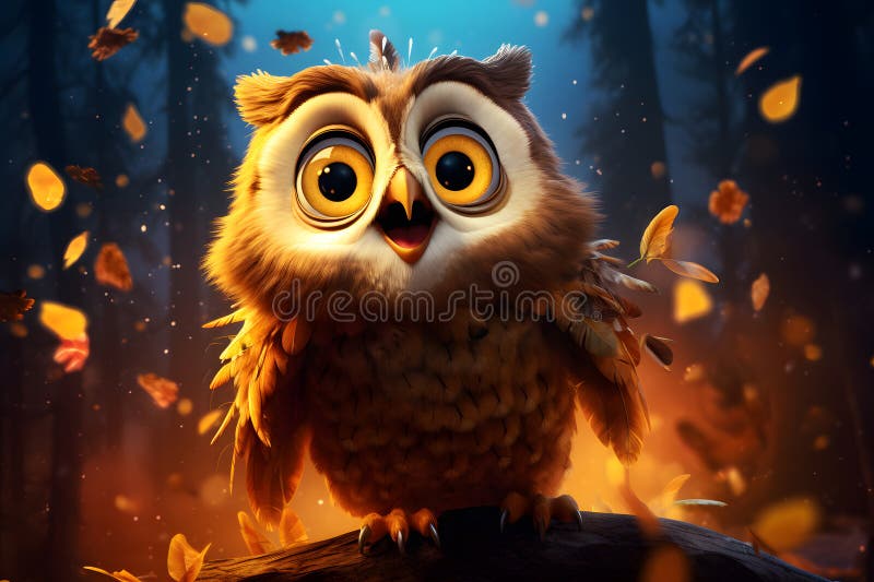 Cute cartoon little owl stock illustration. Illustration of baby ...