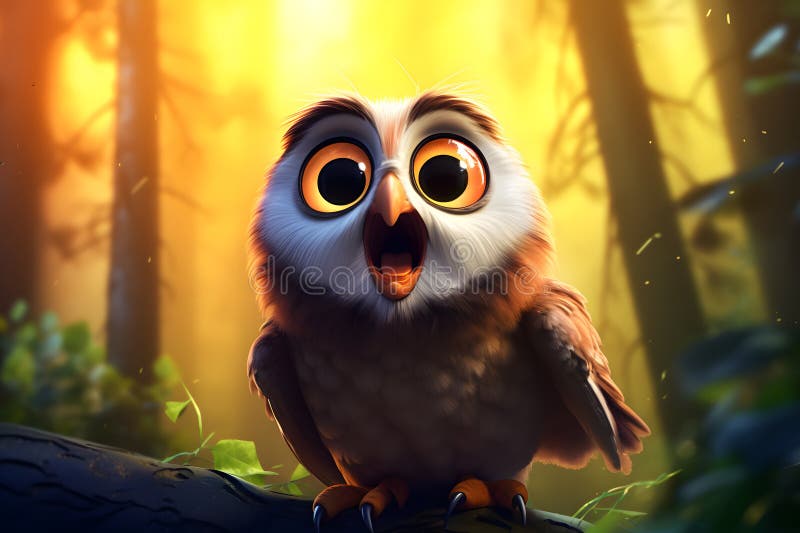 Cute cartoon little owl stock illustration. Illustration of face ...