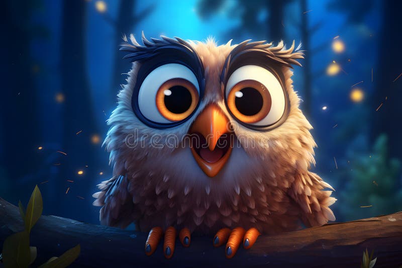Cute cartoon little owl stock illustration. Illustration of comic ...