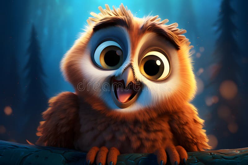 Cute cartoon little owl stock illustration. Illustration of adorable ...