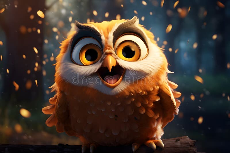 Cute cartoon little owl stock illustration. Illustration of animal ...