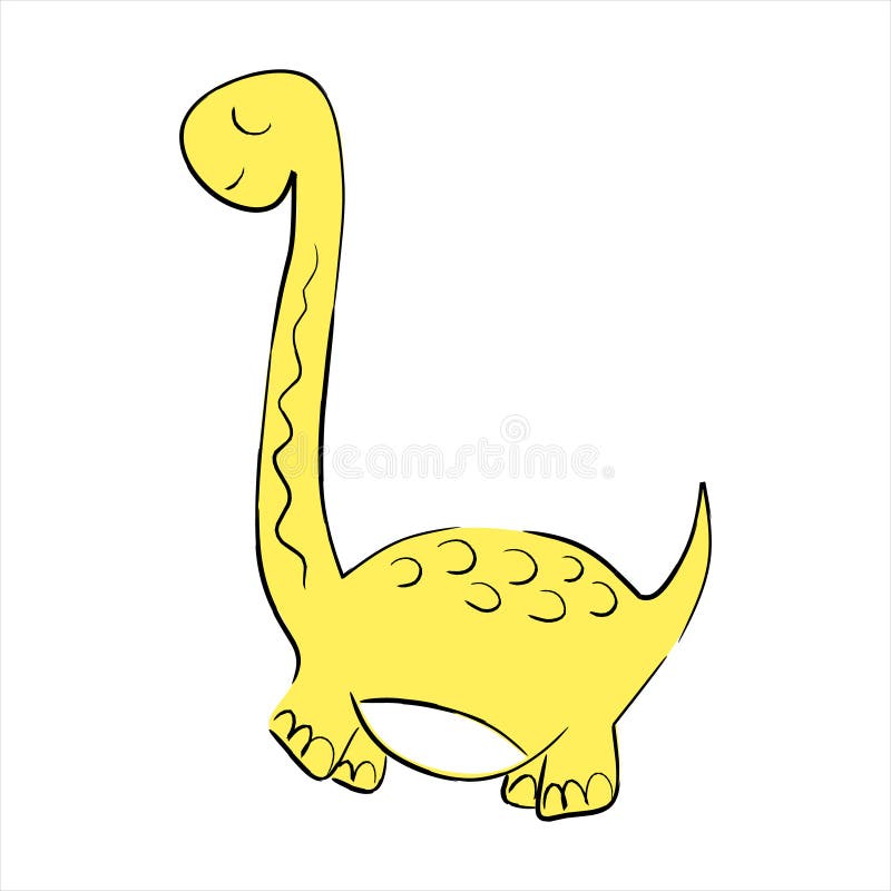 Cute Cartoon Little Yellow Dino Stock Vector - Illustration of animal ...