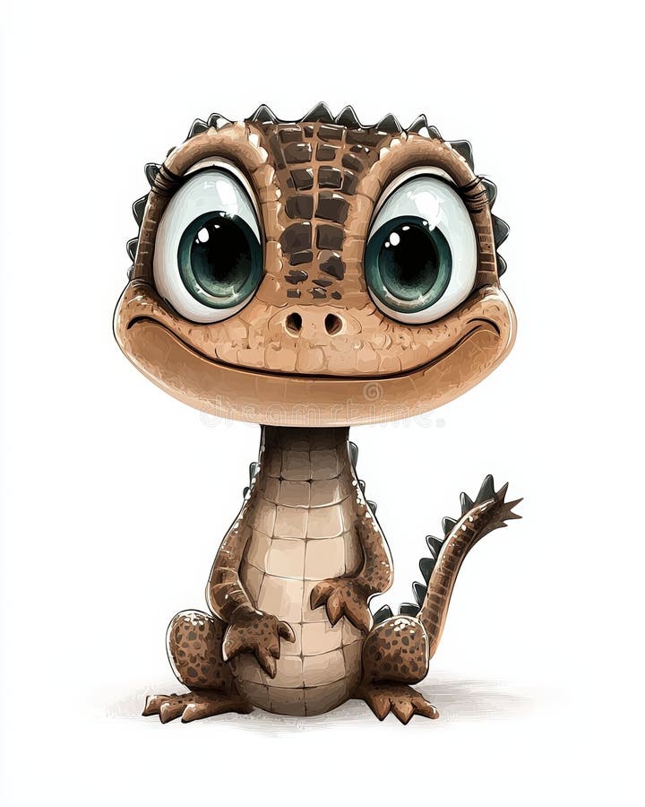 Cute Cartoon Lizard Character White Isolate Background Stock ...