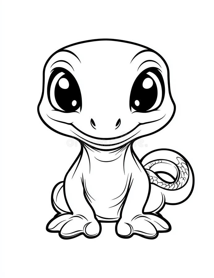 A Cute Cartoon Lizard with a Smile on Its Face Stock Illustration ...