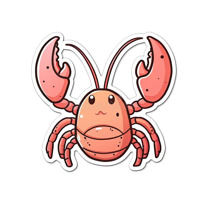 Cute Cartoon Lobster Sticker with Big Claws Generated with AI Stock ...