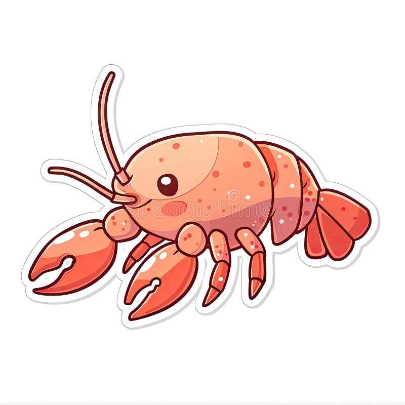 Cute Cartoon Lobster Sticker with Smiling Face Generated with AI Stock ...
