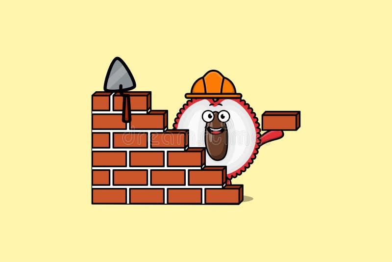 Cute Cartoon Lychee As Mason Character Stock Vector - Illustration of ...