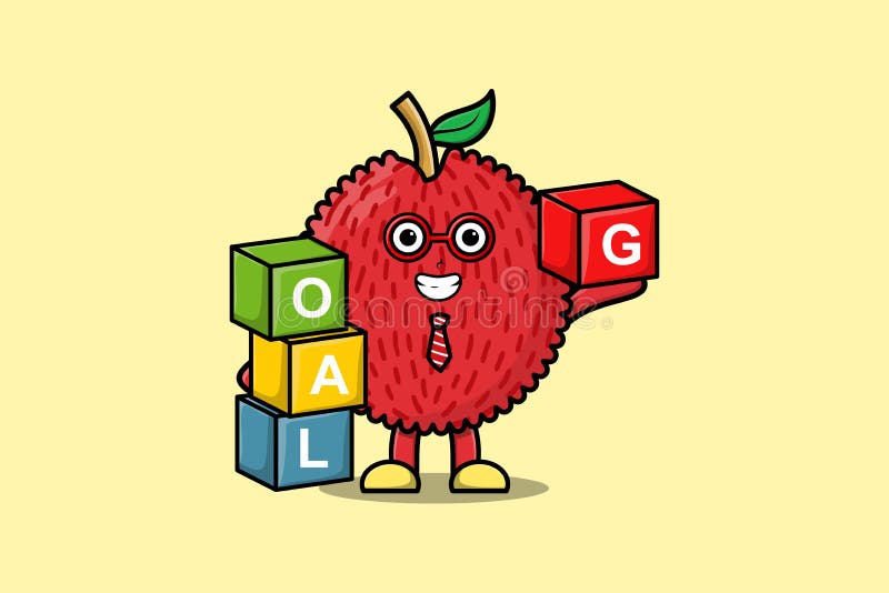 Cute Cartoon Lychee Businessman Stacking Goal Box Stock Vector ...