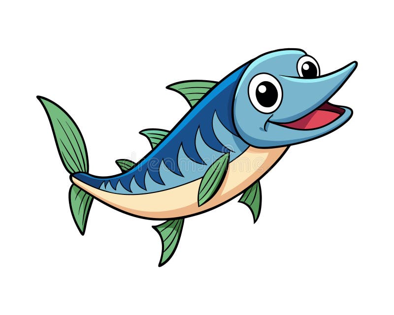 Cartoon Mackerel Vector on Background. Stock Vector - Illustration of ...