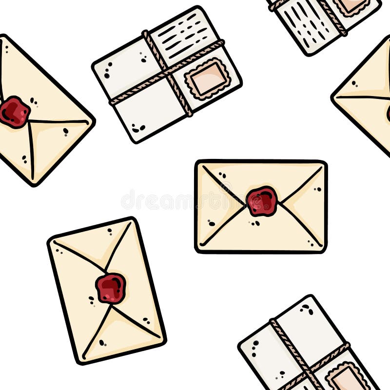 Envelopes Doodle Image. Cute Cartoon Snail Mail Logo. Media Highlights ...