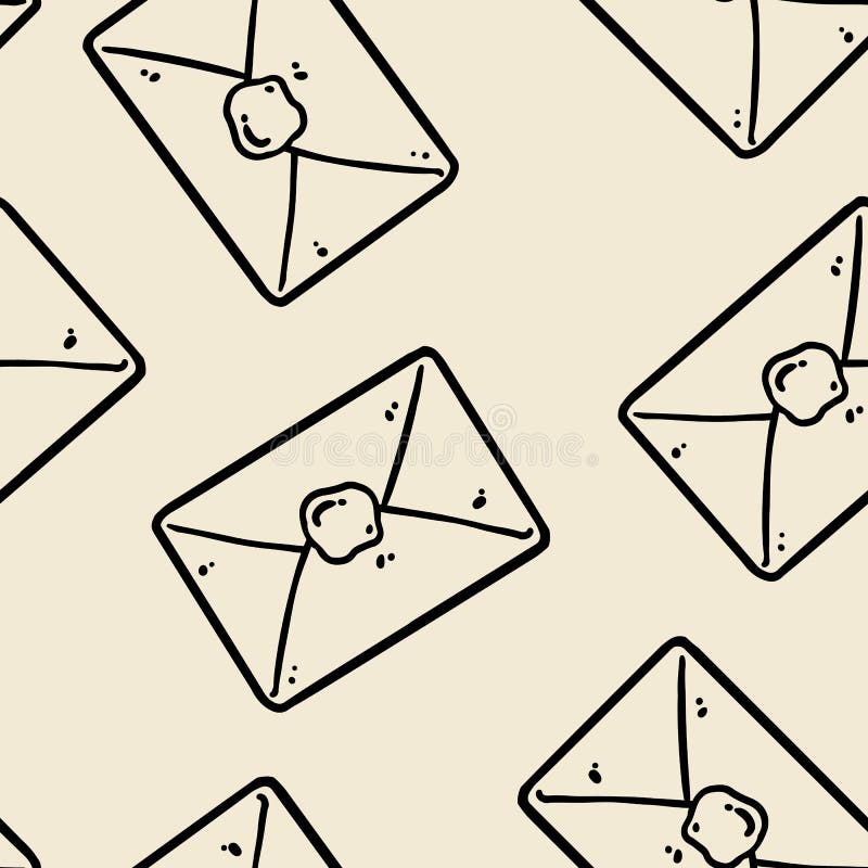 Cute Cartoon Mail Post Envelopes Doodles Seamless Border Pattern ...