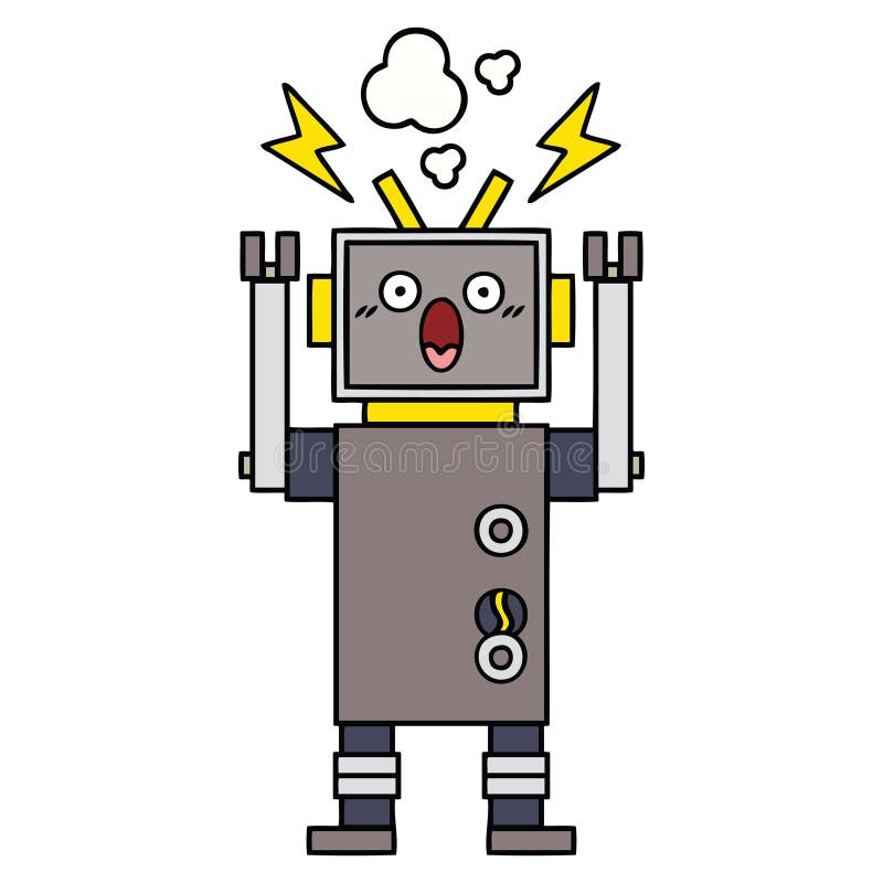 Cute Cartoon Malfunctioning Robot Stock Vector - Illustration of ...