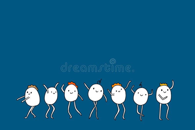 Cute Cartoon Man Doing Different Things. Crowd of Peolpe Creating ...