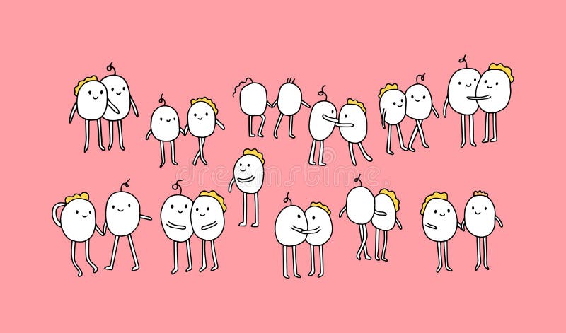 Cute Cartoon Man Doing Different Things. Crowd of Peolpe Creating ...