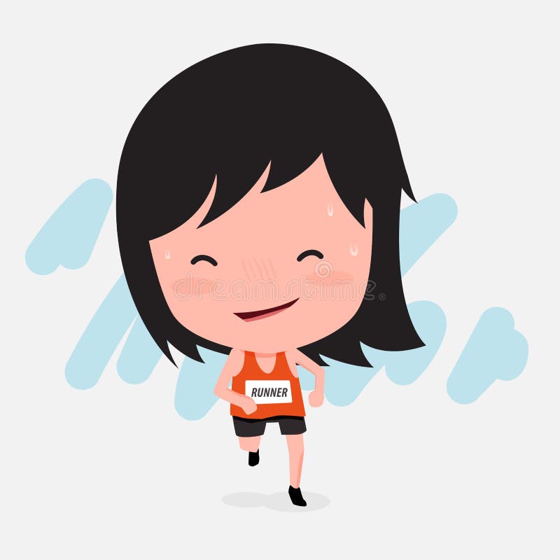 Cute Cartoon of Marathon Runner Girl Stock Vector - Illustration of ...