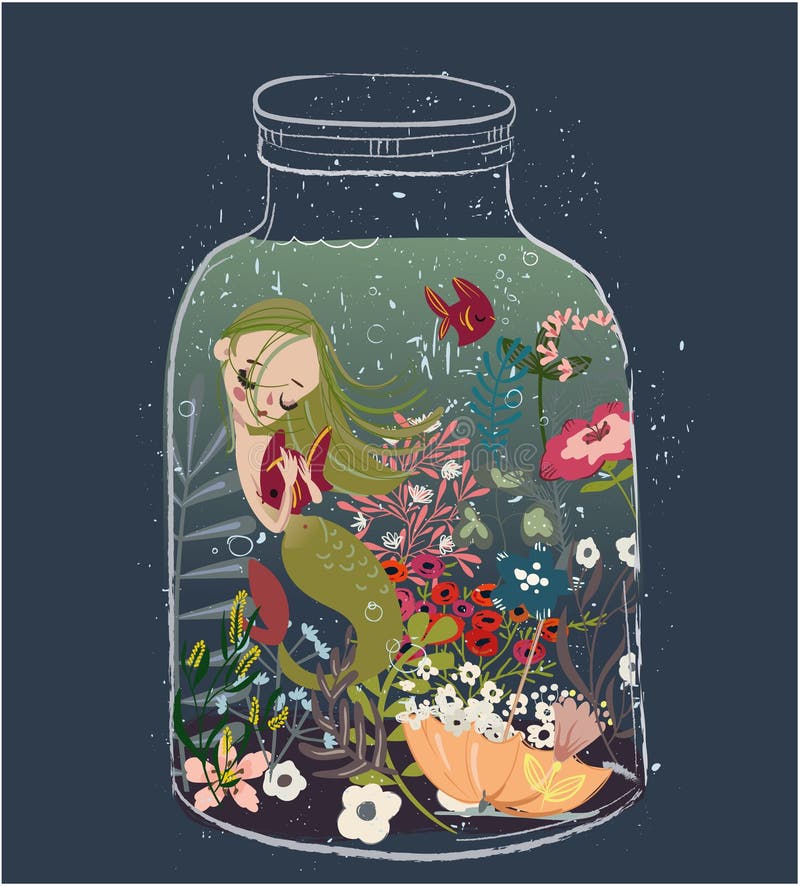 Cartoon Mermaid Under The Sea Stock Vector Illustration Of Human