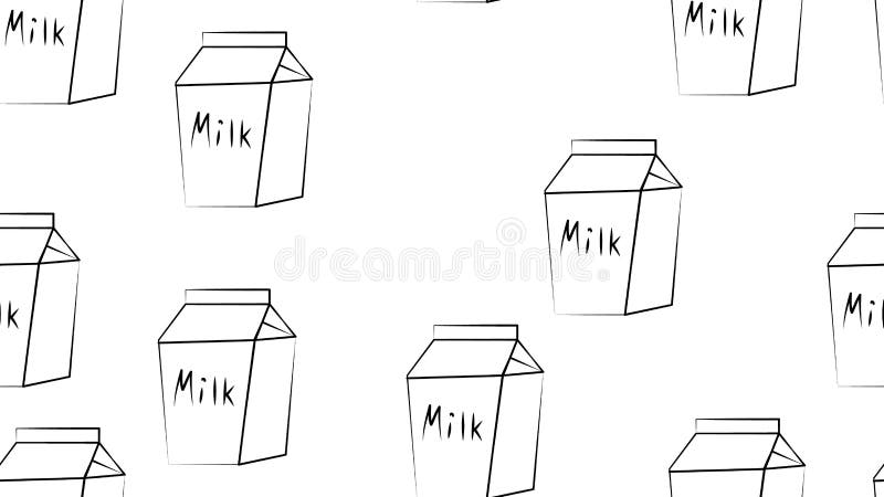 Cute Cartoon Milk Box Seamless Pattern, Vector Illustration Stock ...