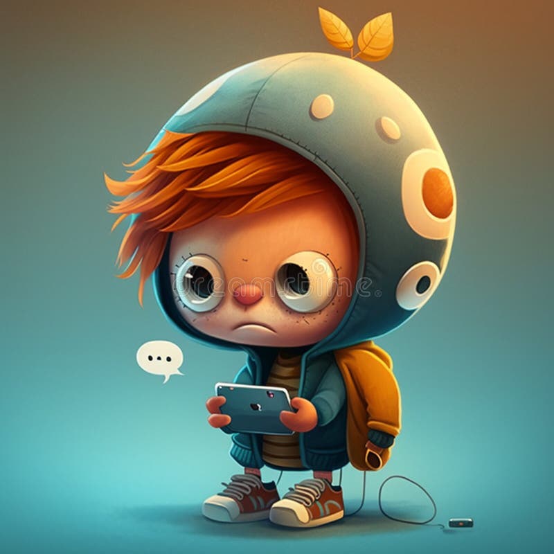 A Cute Cartoon Mobile Character Stock Illustration - Illustration of ...