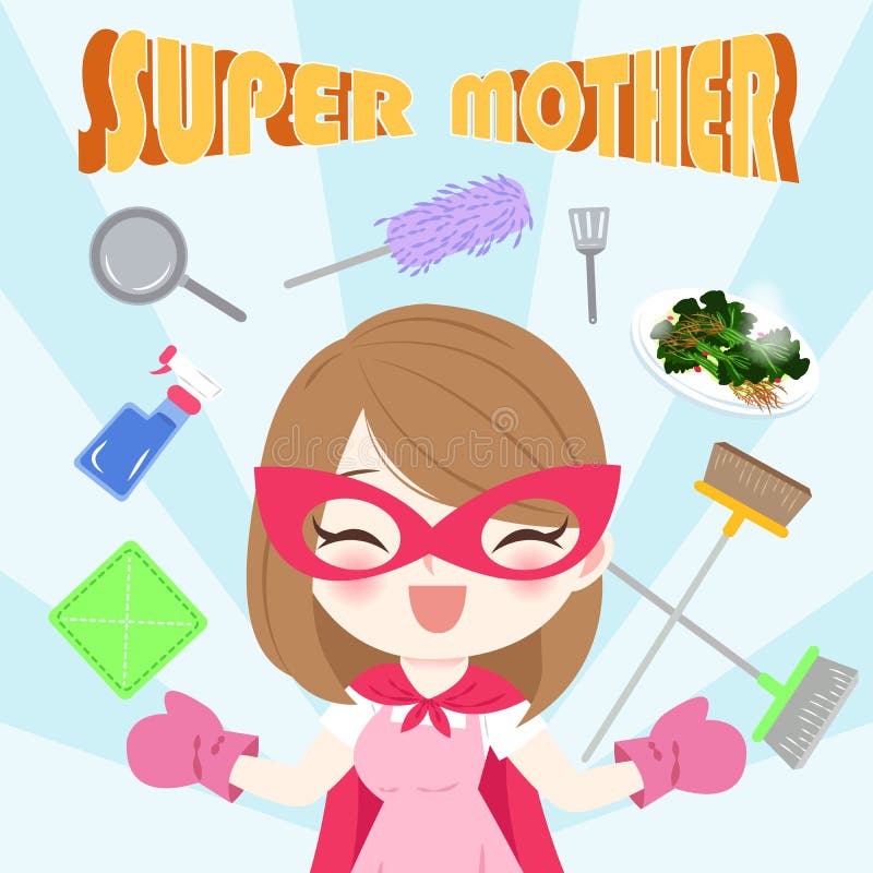 Cute cartoon mom stock vector. Illustration of busy - 110799411