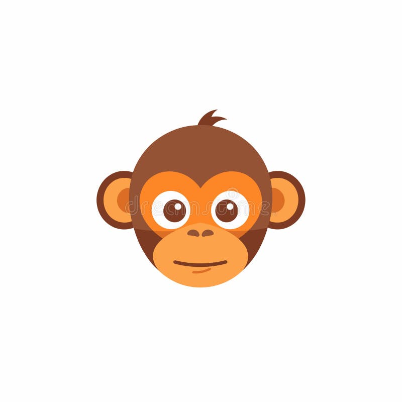 Cute Cartoon Monkey Face Design with Large Eyes and Playful Expression ...