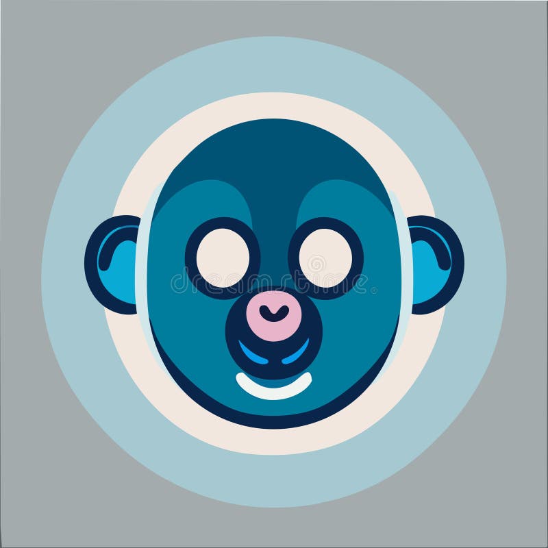 Cute Cartoon Monkey Face. Vector Illustration in Flat Design Style ...