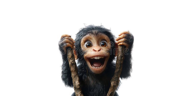 Cute Cartoon Monkey Character Playful Expression Transparent Background ...