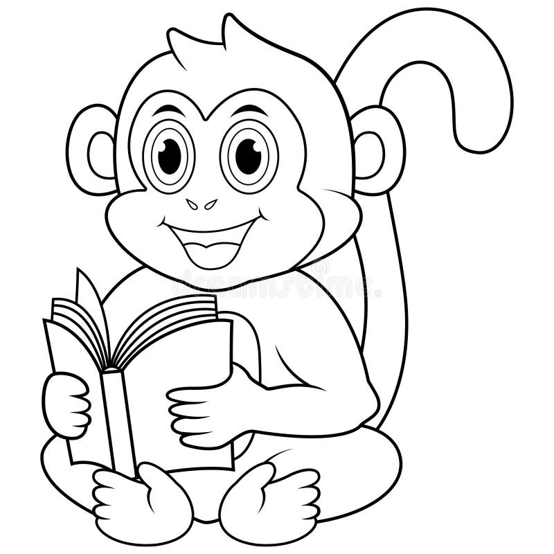Monkey Cartoon Reading Book Stock Illustrations – 210 Monkey Cartoon ...