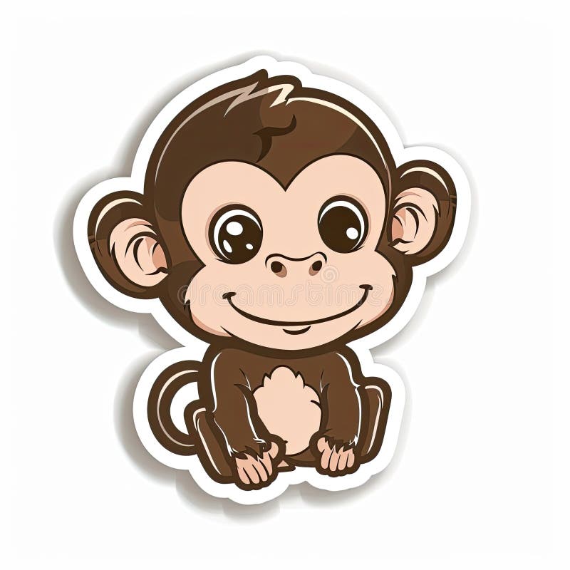 Cute Cartoon Monkey Sticker with Big Smiling Eyes Generated with AI ...